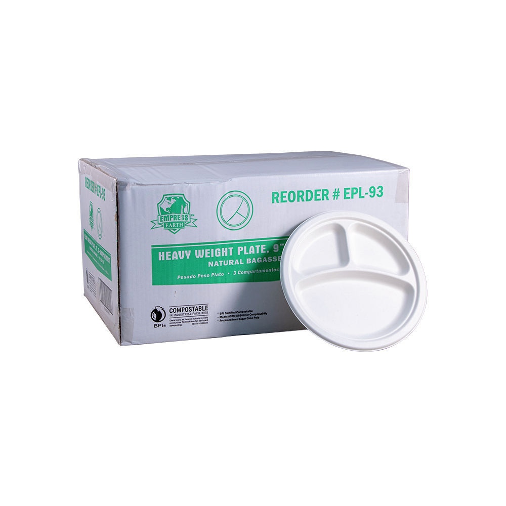 Plate 9" Molded Fiber 3 Comp 500CS - Kahlua Bay